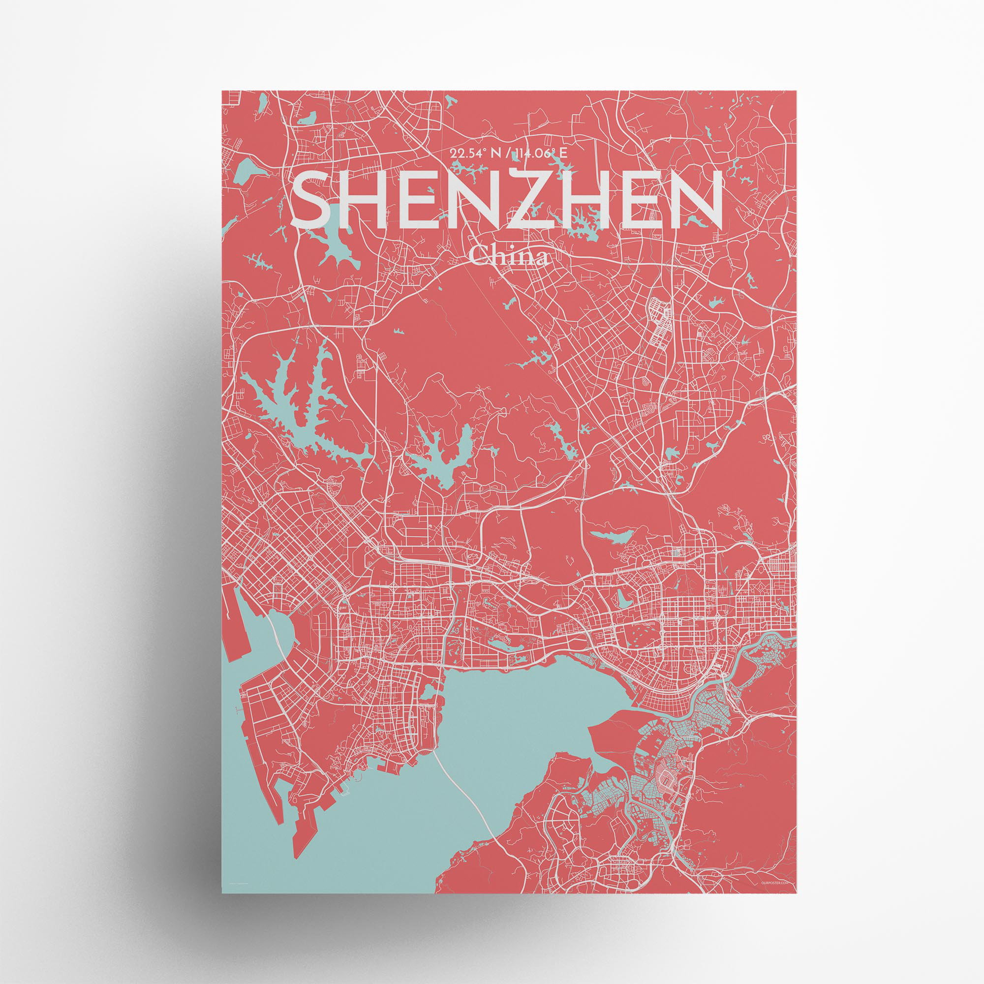 17 Stories Carte de la ville de Shenghen, impression maritime - Wayfair ...