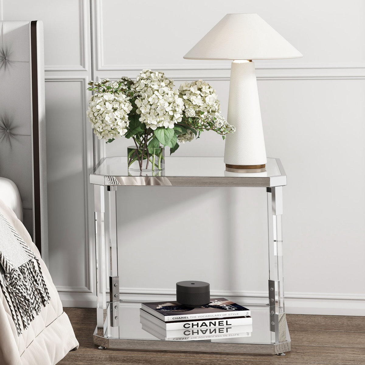 Mercer41 Saziye Glass Top End Table with Storage Shelf & Reviews | Wayfair