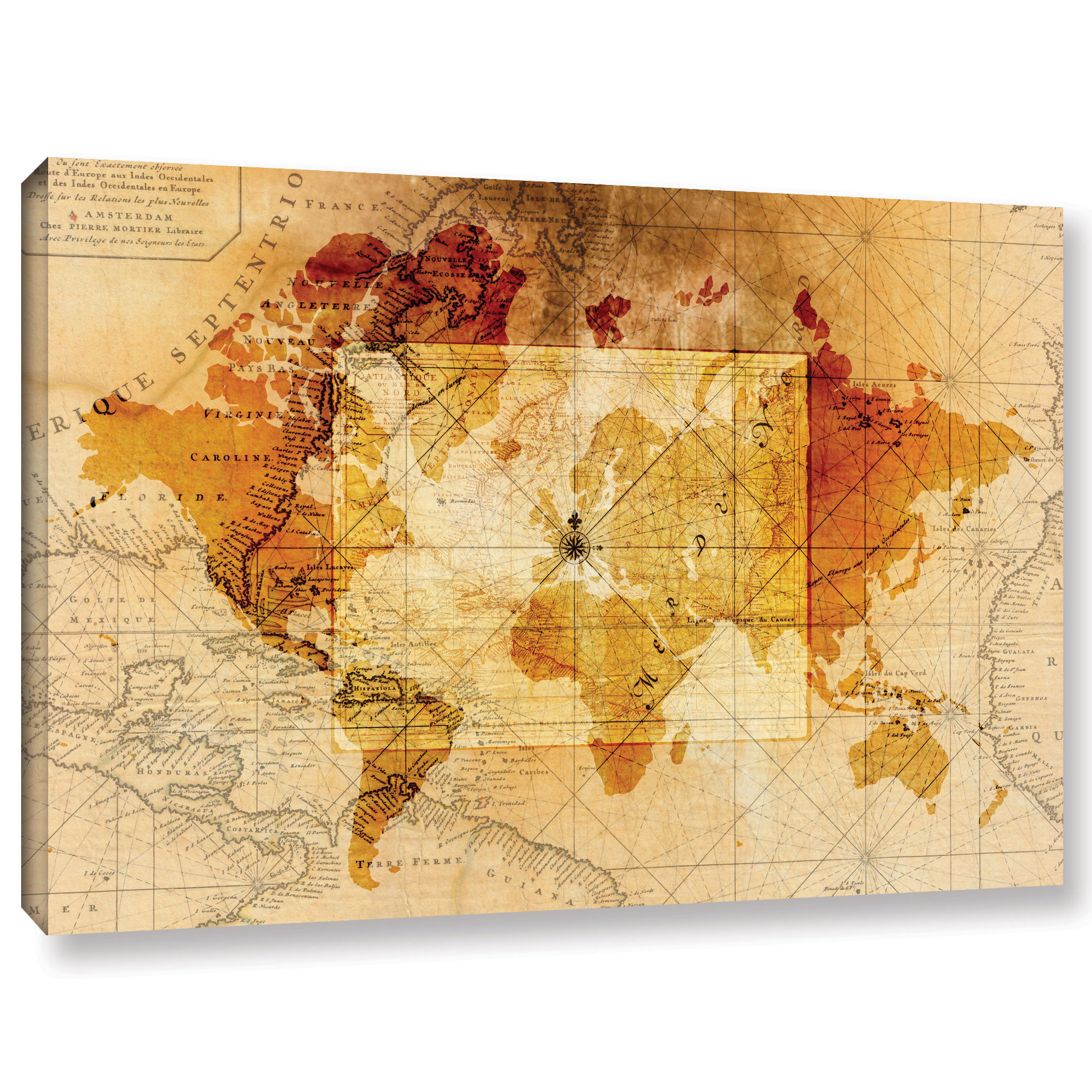 Williston Forge 'World Map Focus' Graphic Art Print On Wrapped Canvas ...