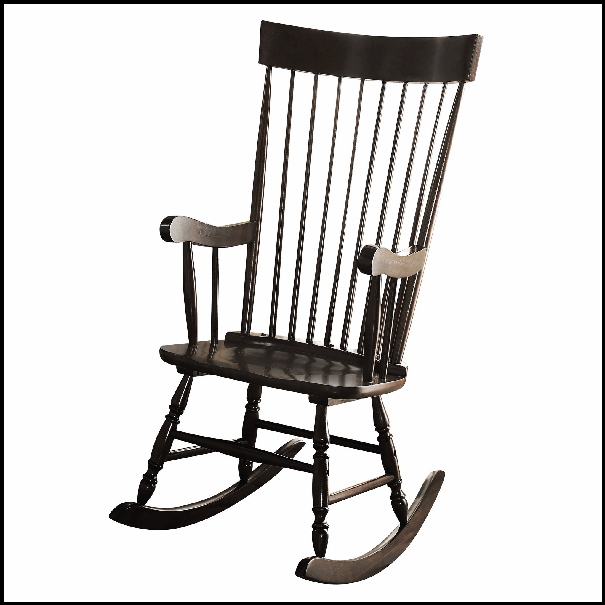 Canora Grey Black Spindle Back Rocking Chair with Smooth Curved Rockers ...
