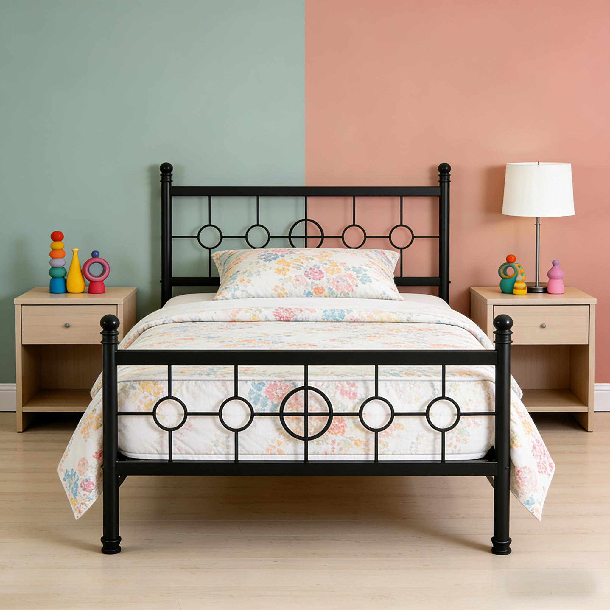 Trent Austin Design® Metal Bed Frame with Vintage Circular Headboard ...