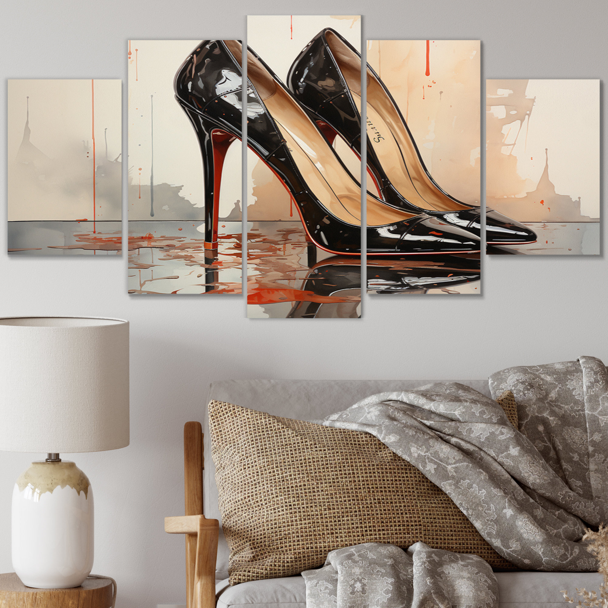 Design Art Black and Red High Heels Symphony III - Fashion Metal Wall ...