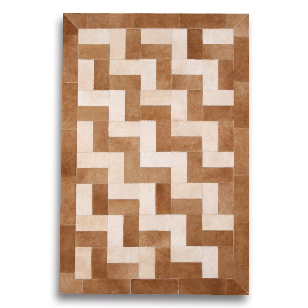 Corrigan Studio® COREA BRICK RUG BEIGE - BROWN Patchwork Cowhide Rug ...