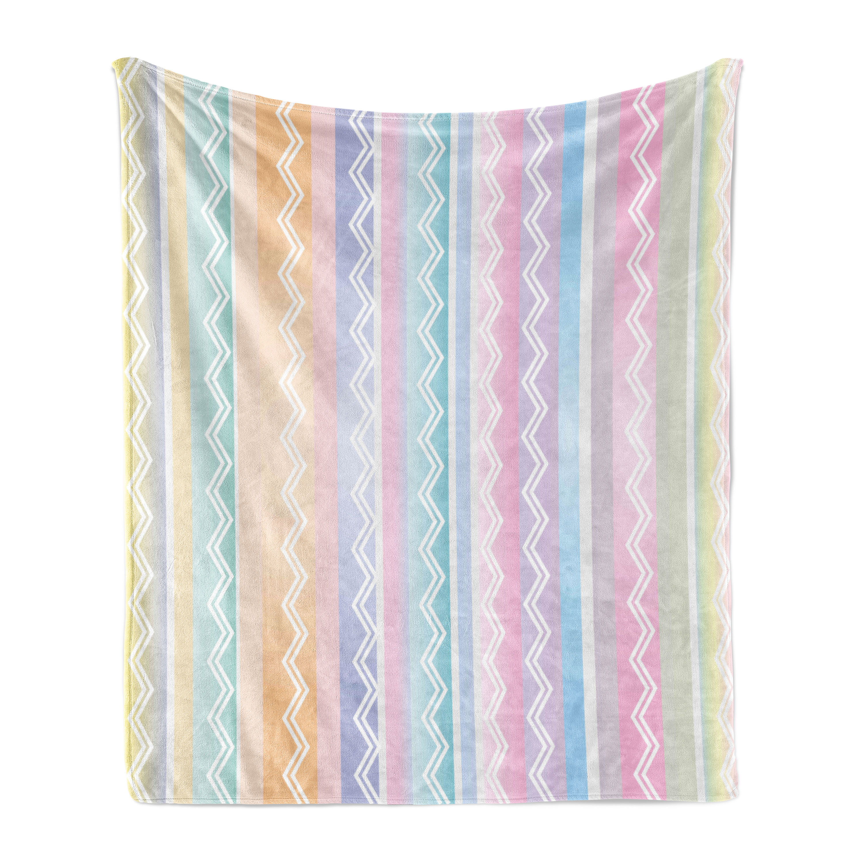 Ambesonne Colorful Fleece Throw Blanket Zigzag Modern Multicolor | Wayfair