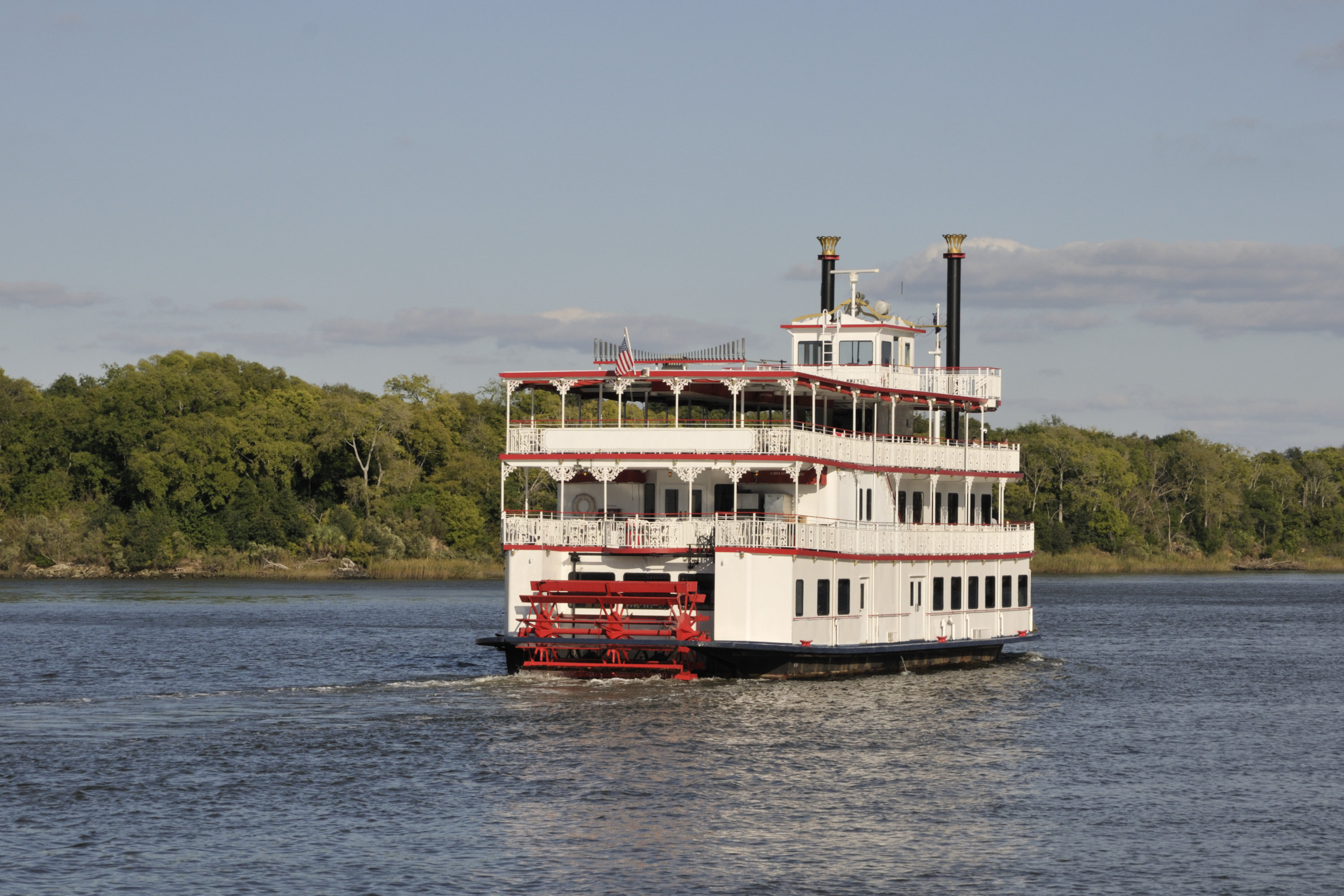 Latitude Run® Paddle Wheel Steamboat on River by Landbysea | Wayfair