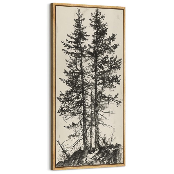 wall26 Twin Trees in Nature Illustration Modern Art | Wayfair