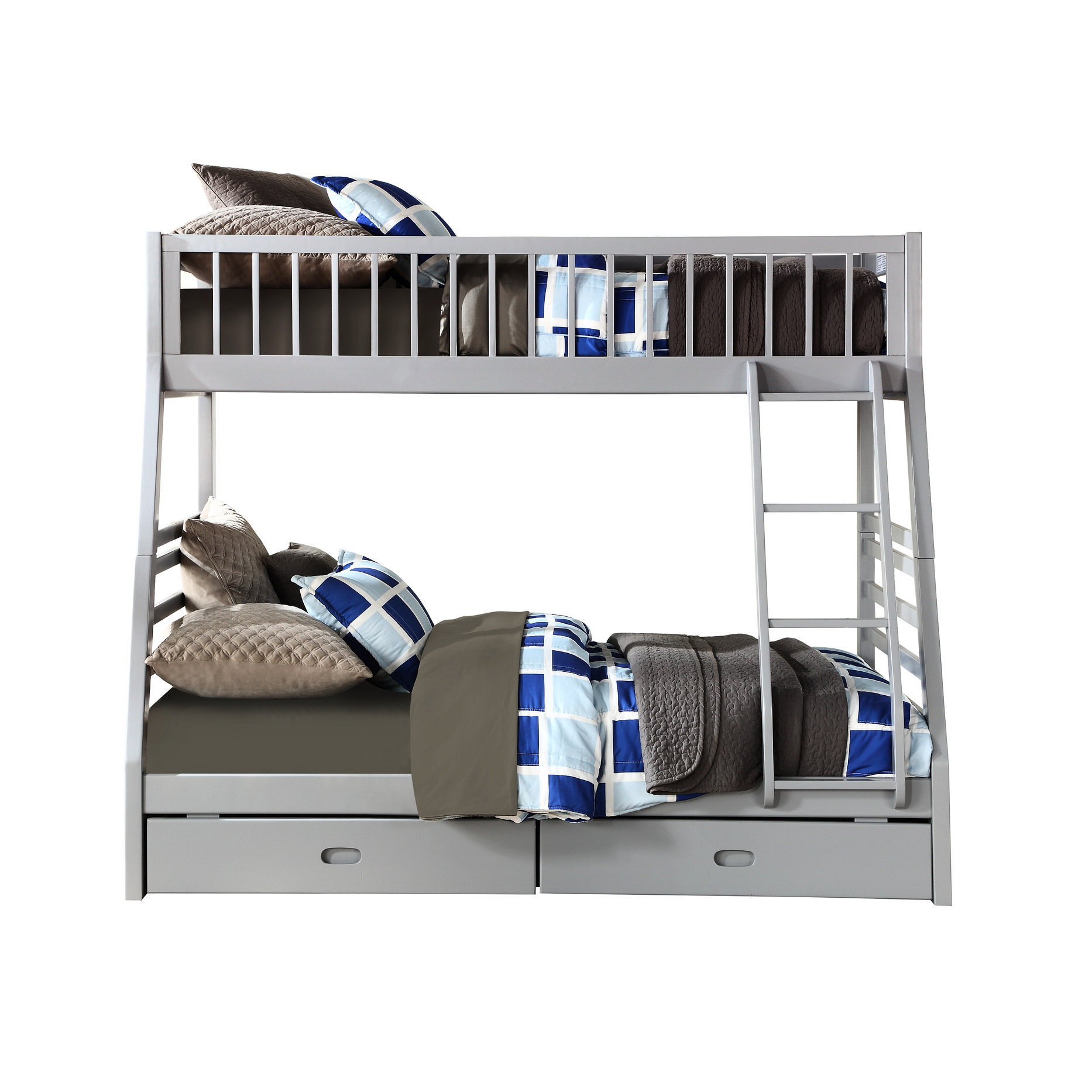 Harriet Bee Twin/full Bunk Bed With Storage - Grey, Convertible To ...