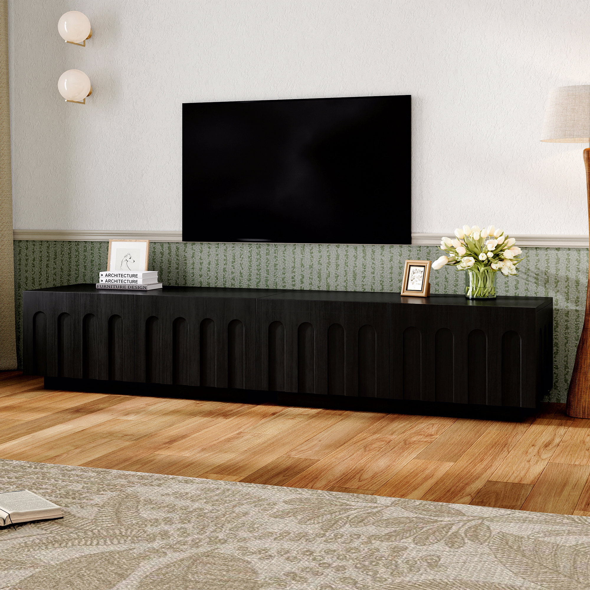 Latitude Run® Elegant Tv Stand With Arched Design For Tvs Up To 80 ...