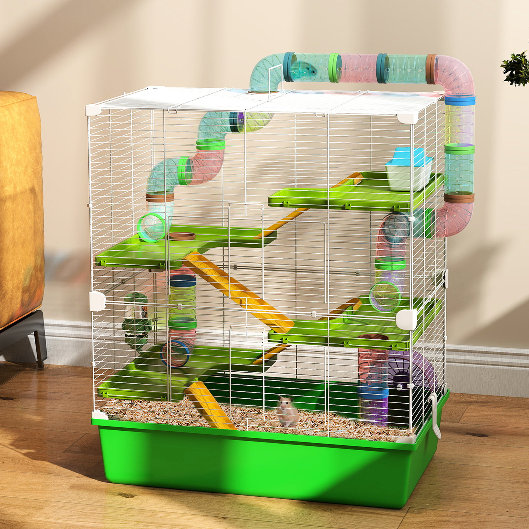 Ebern Designs 23" Extra Large Hamster Habitat - 5 Tier, Tubes, Tunnels ...
