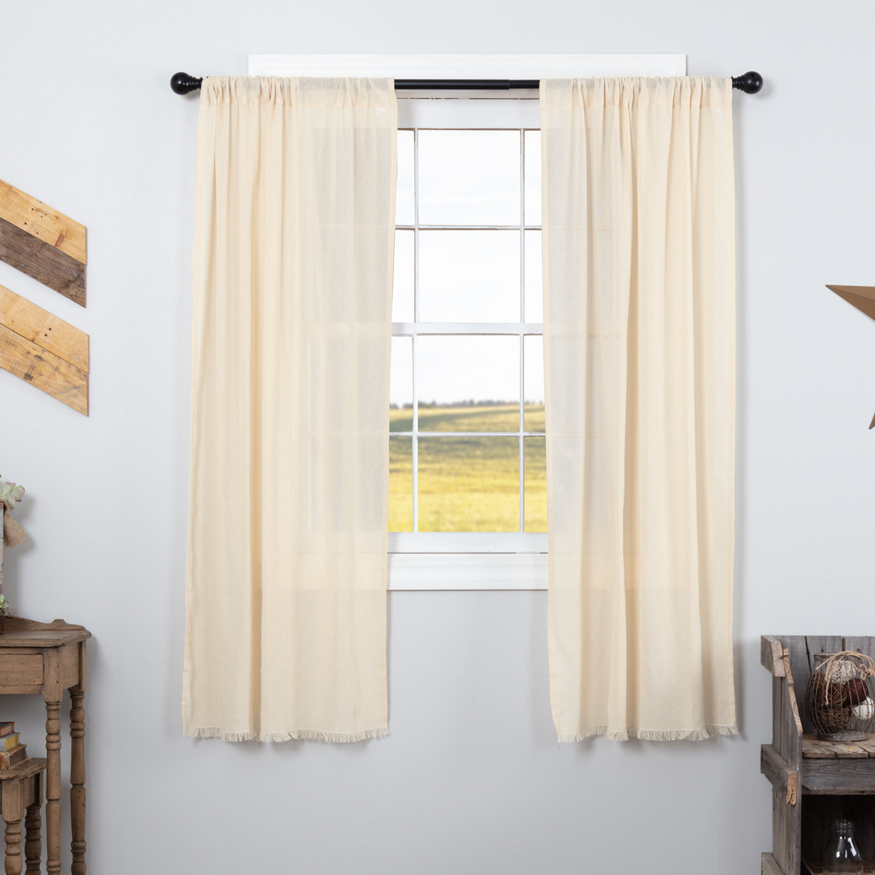 Astoria Grand Beacham Fringed 100% Cotton Solid Sheer Rod Pocket ...