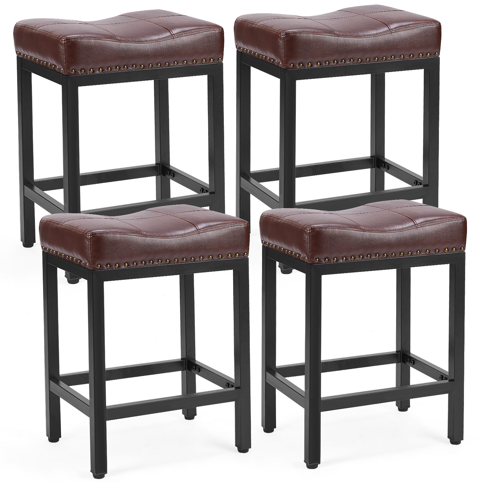 Latitude Run® Upholstered Counter Stool With Solid Wood Frame (set Of 4 ...
