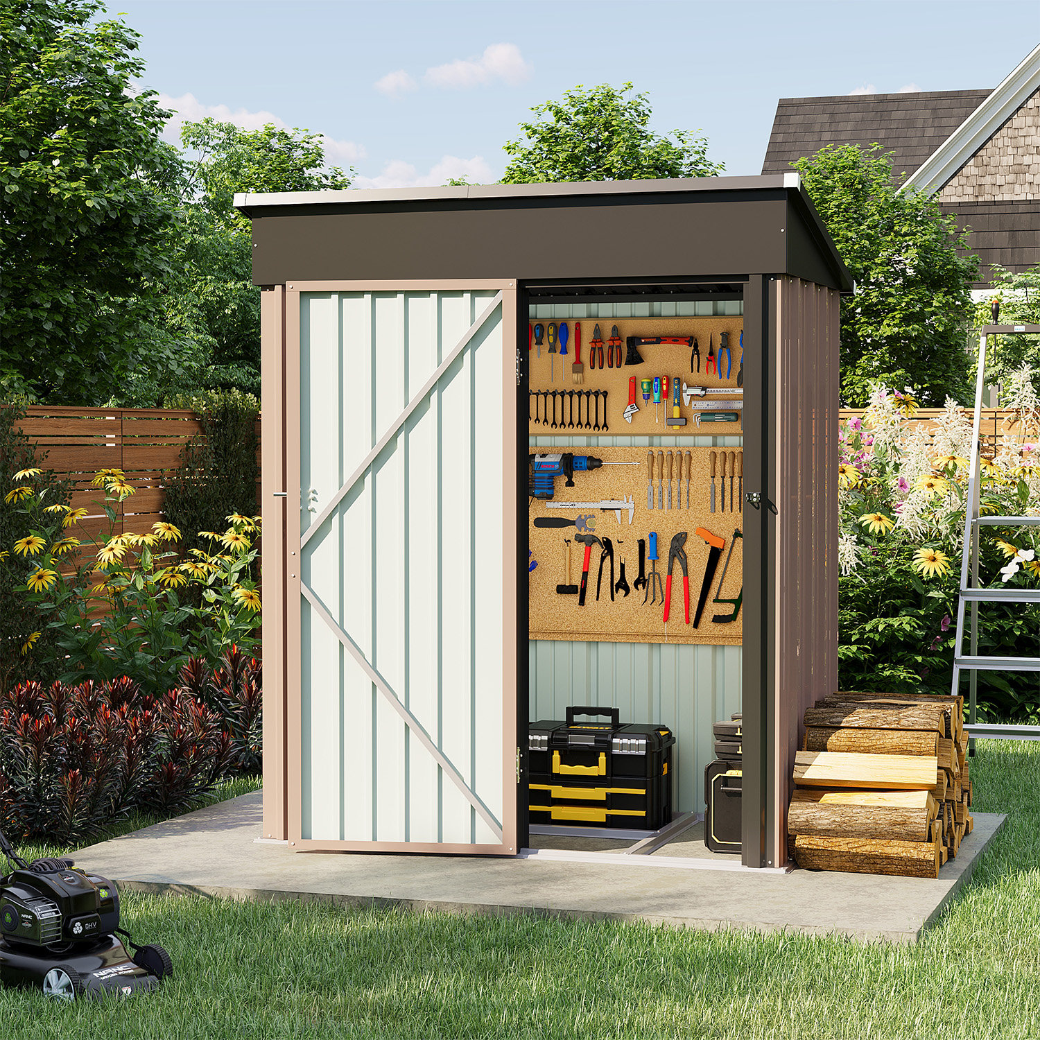 JolyDale 4.5 Ft. W X 2.5 Ft. D Metal Lean-to Storage Shed With Metal ...