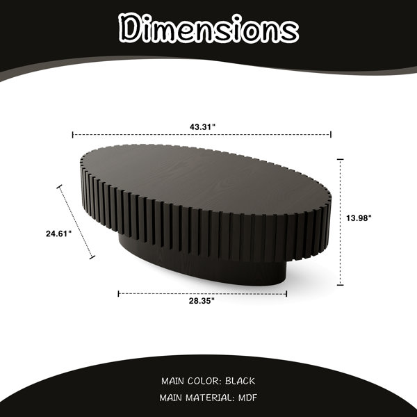 Latitude Run® Handcrafted Relief Oval Coffee Table | Wayfair