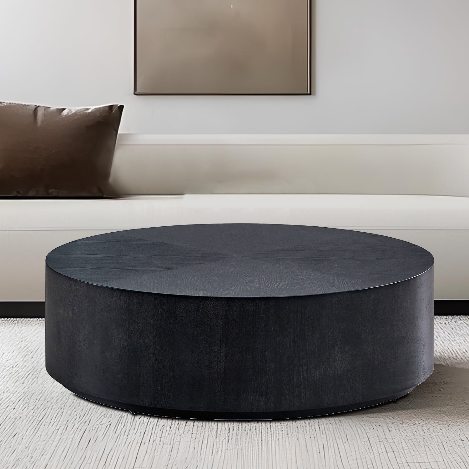 Latitude Run® Modern Minimalist Round Coffee Table, Solid Wood Low ...