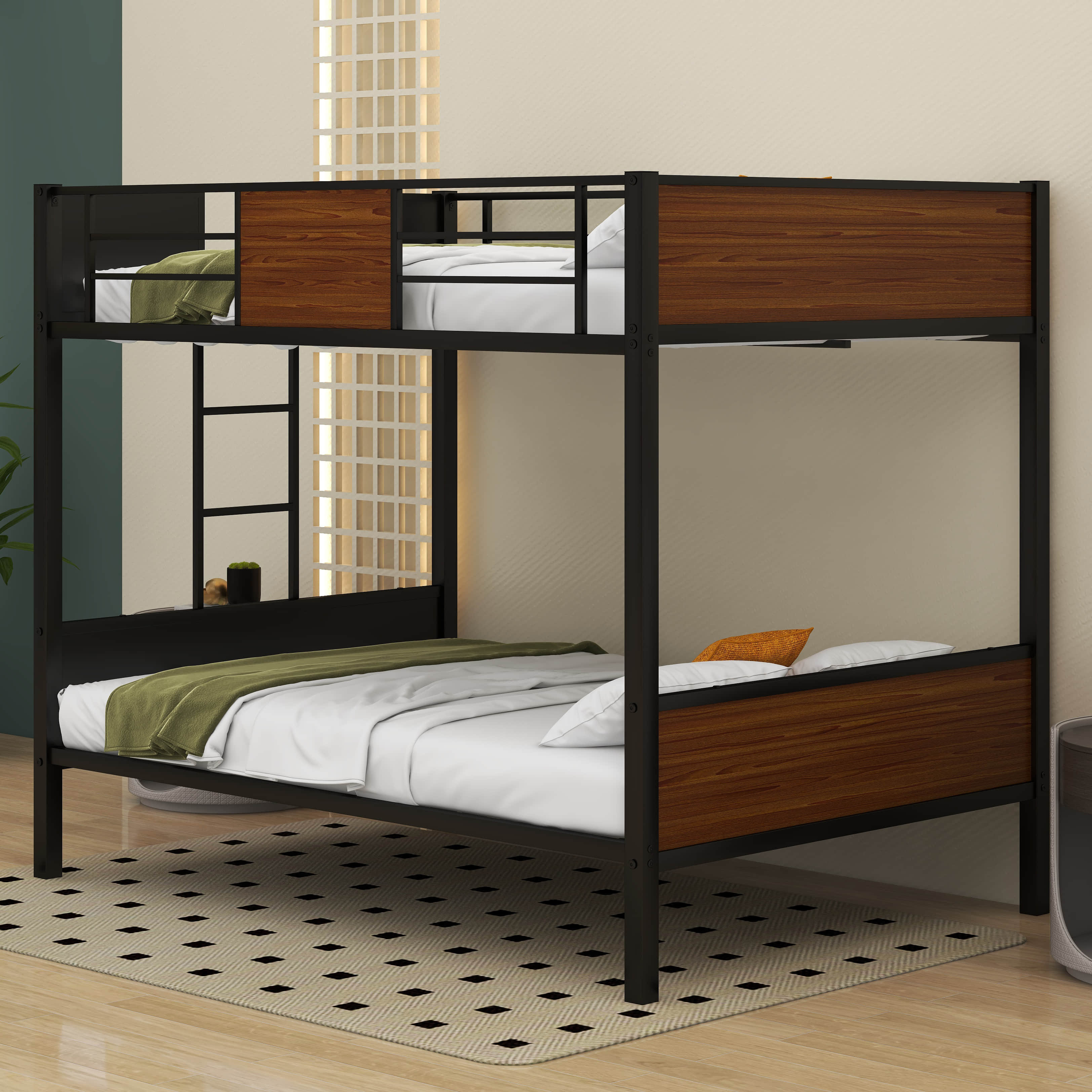 Mason & Marbles Full Over Full Bunk Bed Modern Style Steel Frame Bunk ...