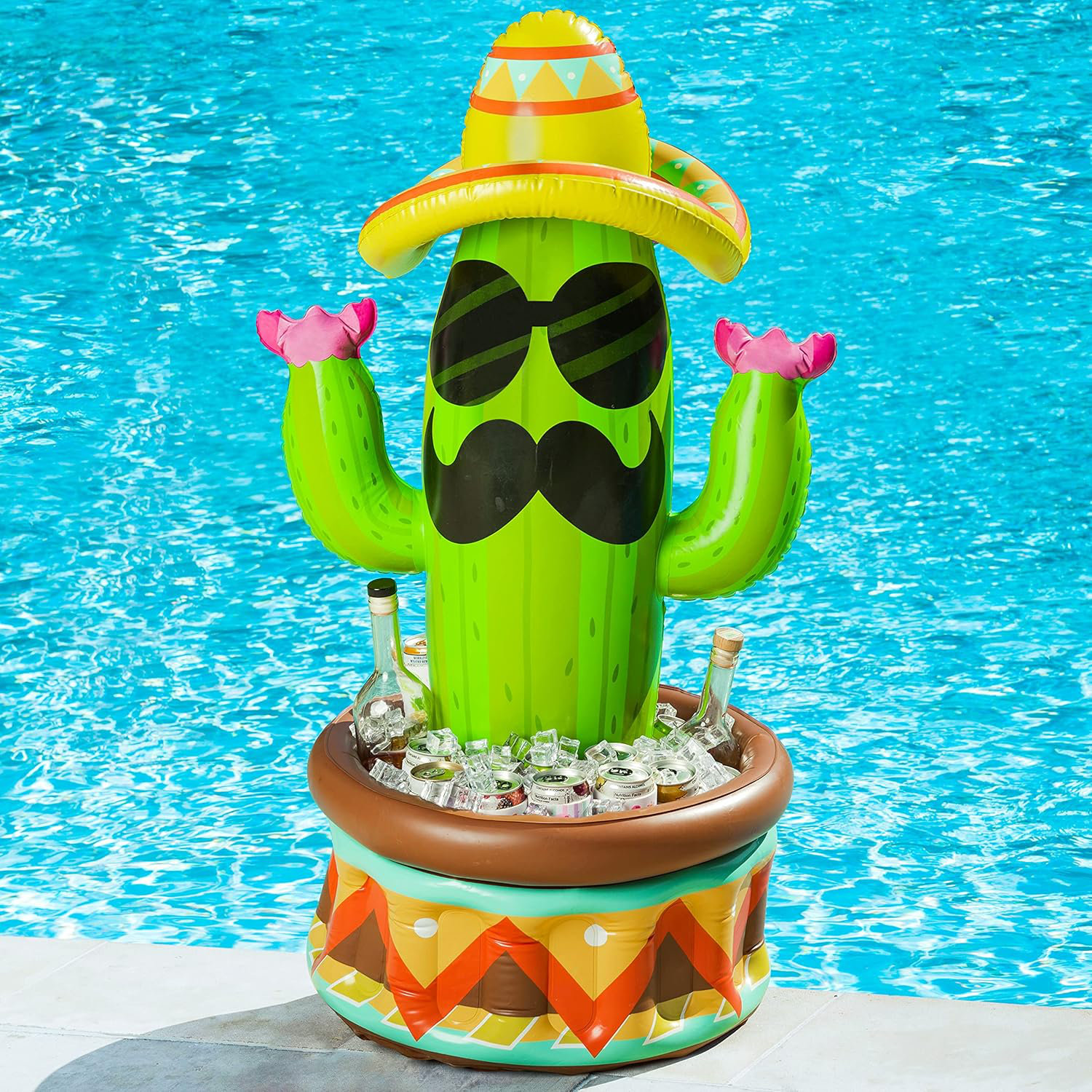 Fashion Finesse 36" Inflatable Cactus Cooler With Sombrero Hat For ...