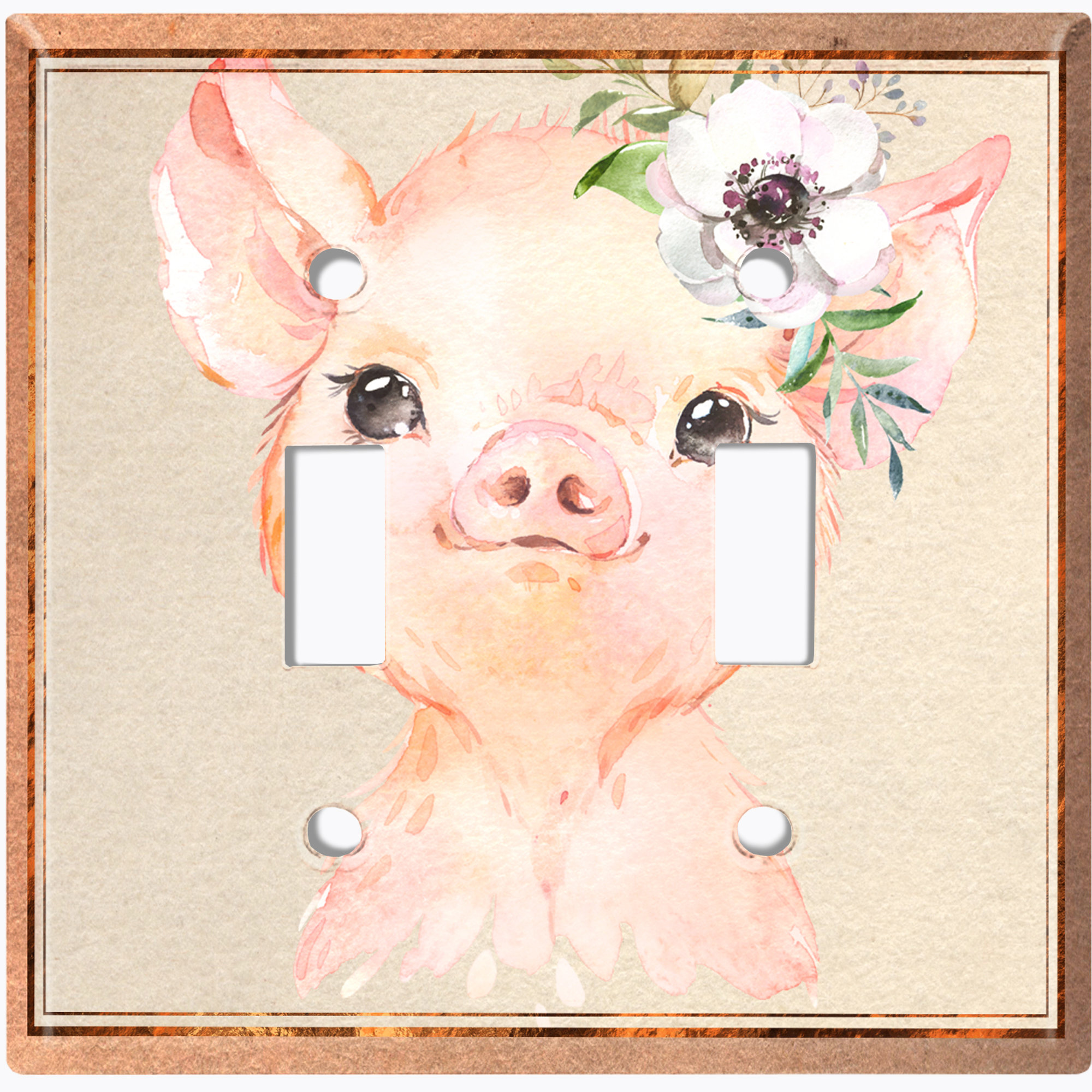 WorldAcc Metal Light Switch Plate Outlet Cover (Cute Animal Baby Pig ...