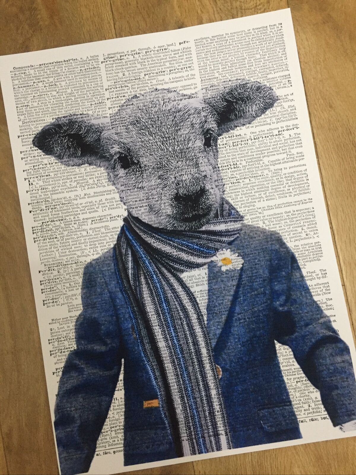 Happy Larry A3 Lamb Dictionary Print Humanised Sheep Picture Farm ...