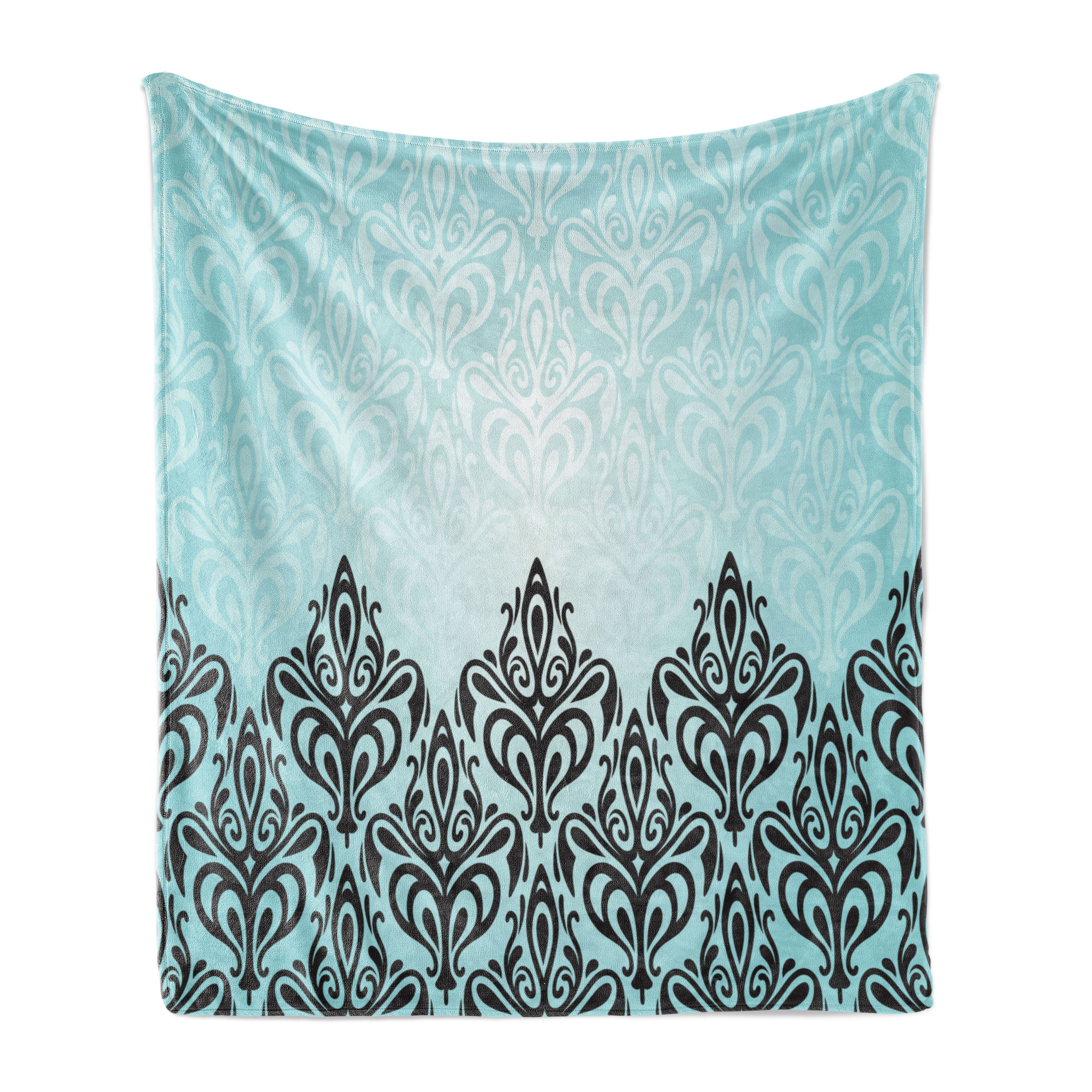 Ambesonne Damask Fleece Throw Blanket Antique Victorian Motif Black ...