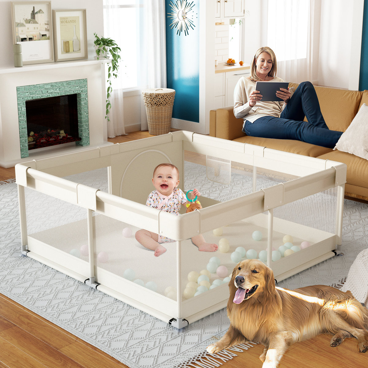 Uanlauo Baby Playpen, Playpen for Babies & Toddlers, 47 x 47" Small ...
