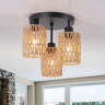 Highland Dunes 3 Light 12 In Vintage Woven Paper Flush Mount Lighting ...