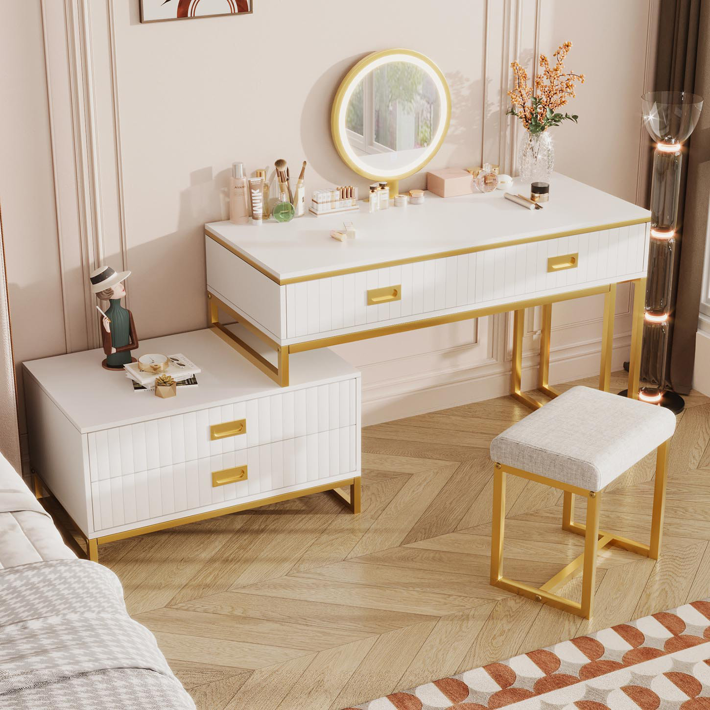 Everly Quinn Bedroom Vanity, Vanity Table, Dressing Table, Makeup Table ...