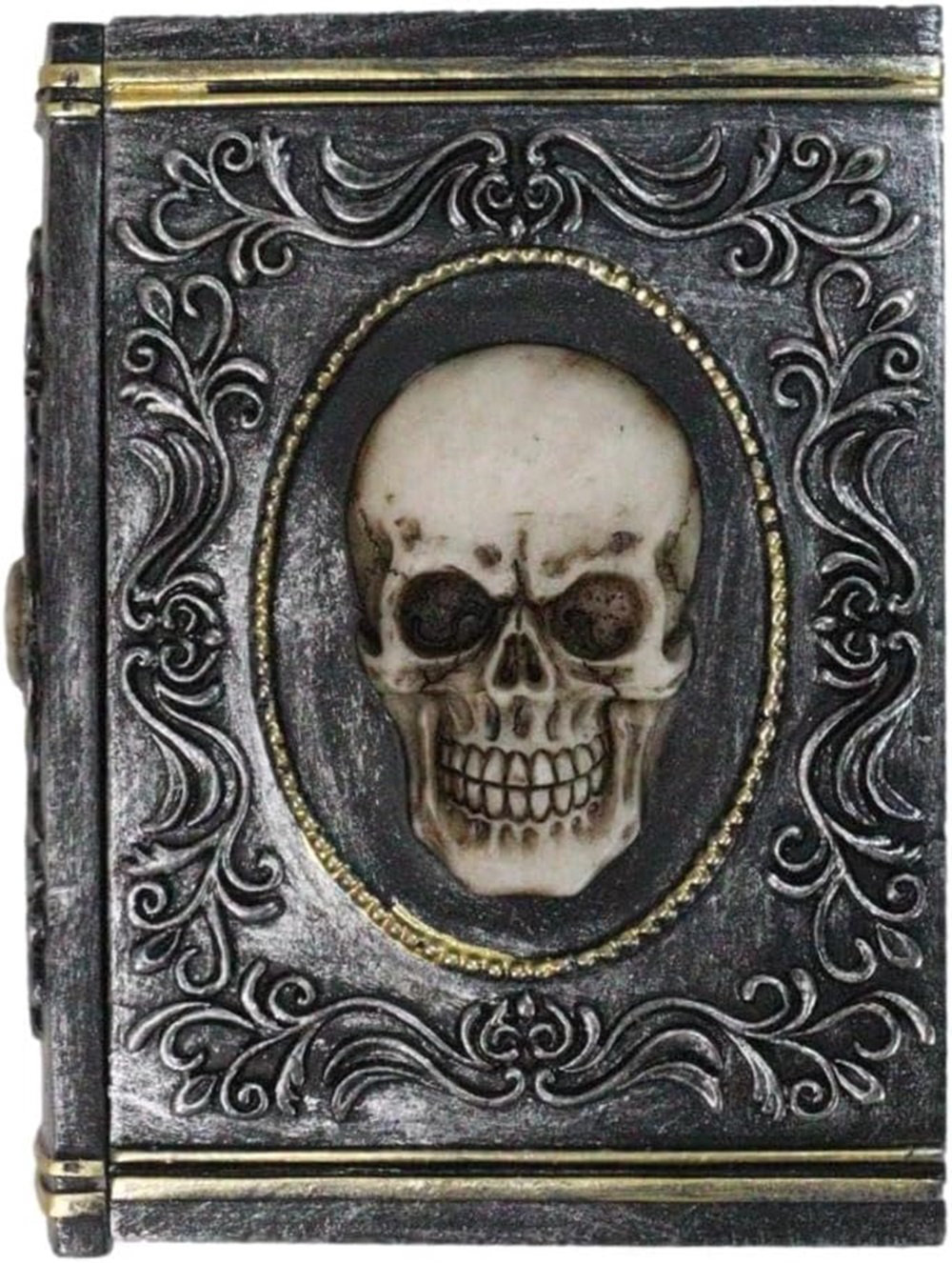 Trinx Gothic Macabre Skull Face With Scrollwork Book Shaped Decorative ...