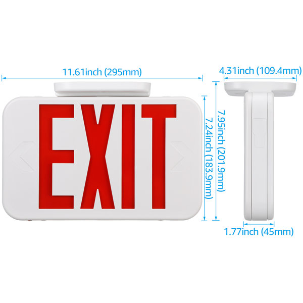 TORCHSTAR Red Led Exit Sign Emergency Light, Double Face, Damp Location ...