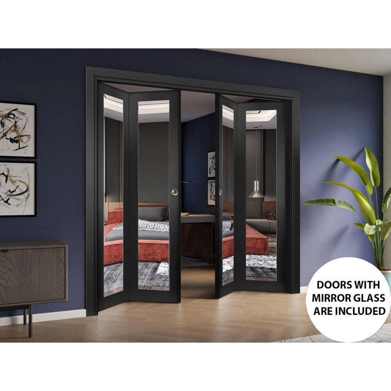 SARTODOORS Lucia Mirrored Glass Standard Black Door Slab | Wayfair