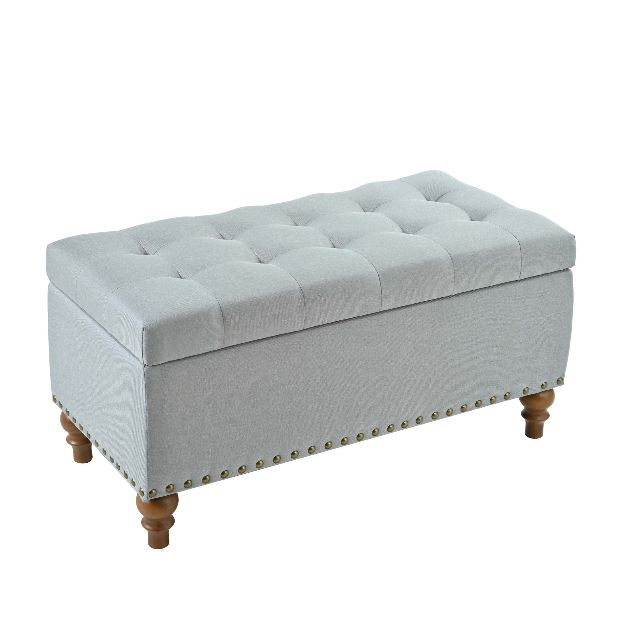Ebern Designs Versatile Ottoman Storage Bench with Recessed Hinge and ...