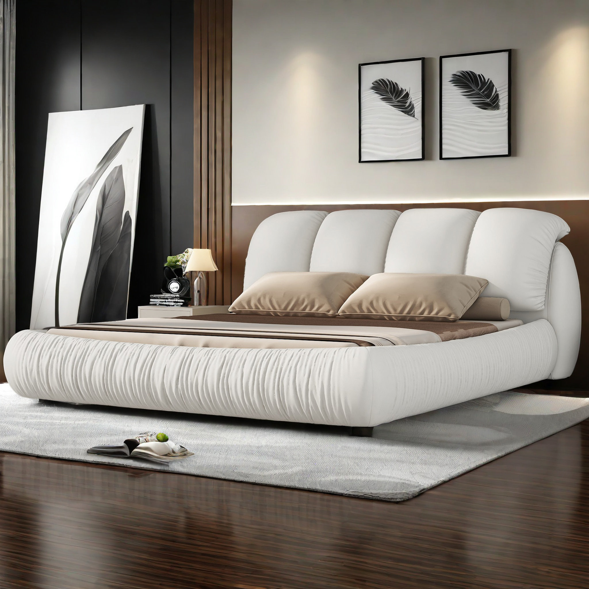 Brayden Studio Ultra-Soft Full Upholstered Bed, Modern Luxury Platform ...
