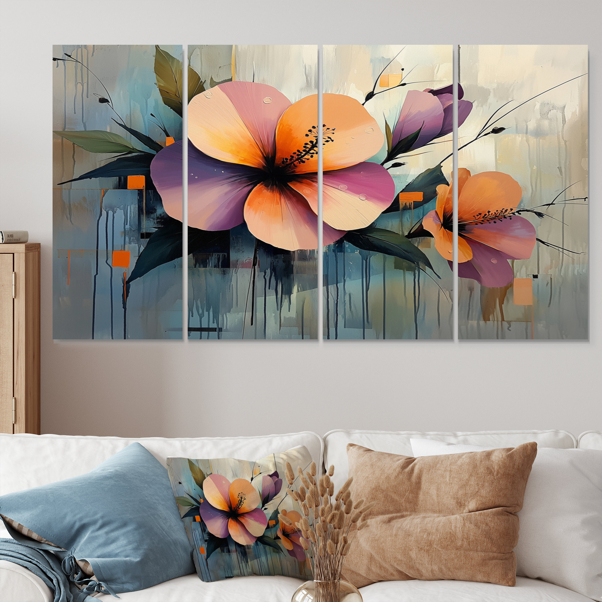 Red Barrel Studio® Morning Dew Of Geometric Hibiscus II - Hibiscus Wall Art - Traditional Wall ...