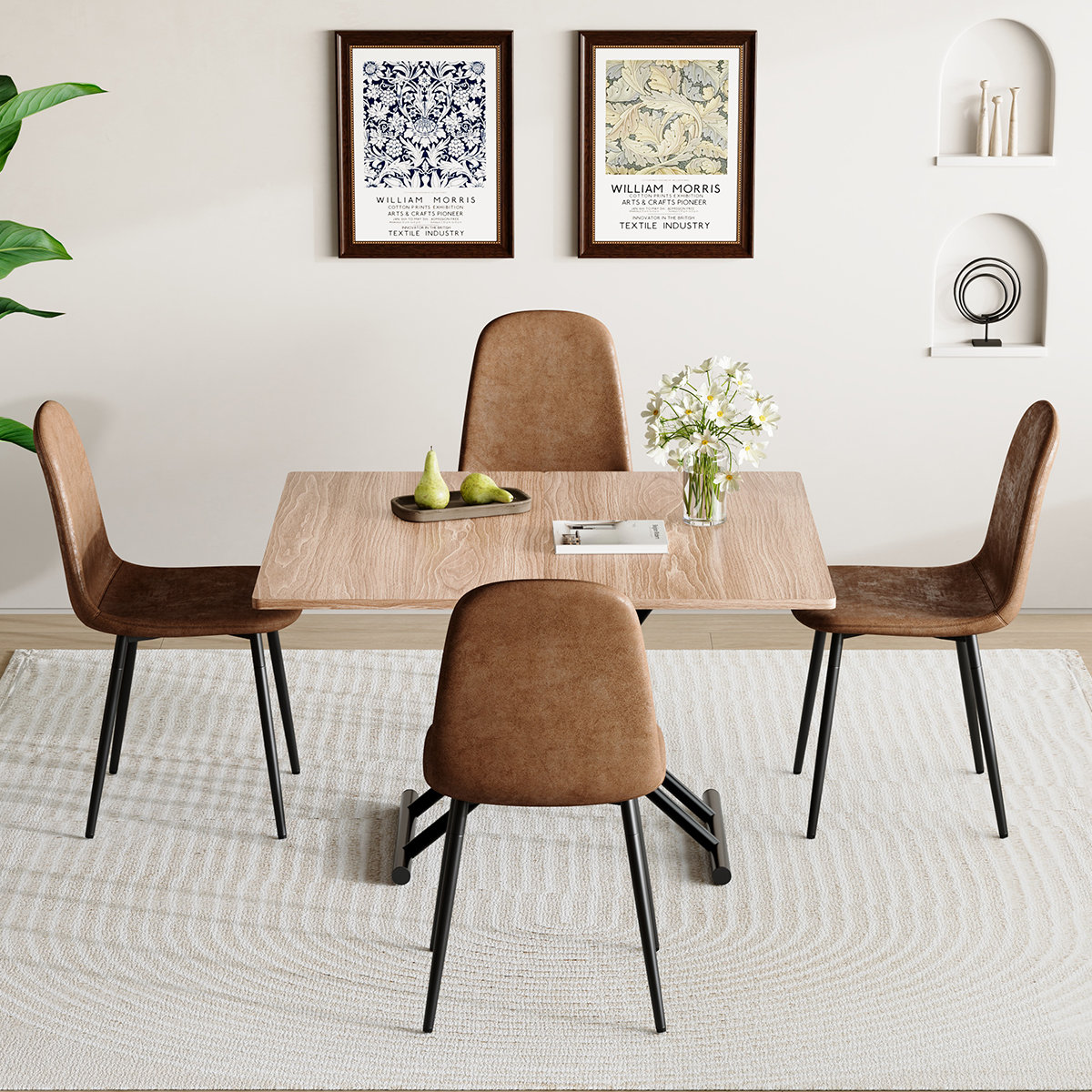 George Oliver 4-Person Dining Table Set,Folding Table With Metal Base ...