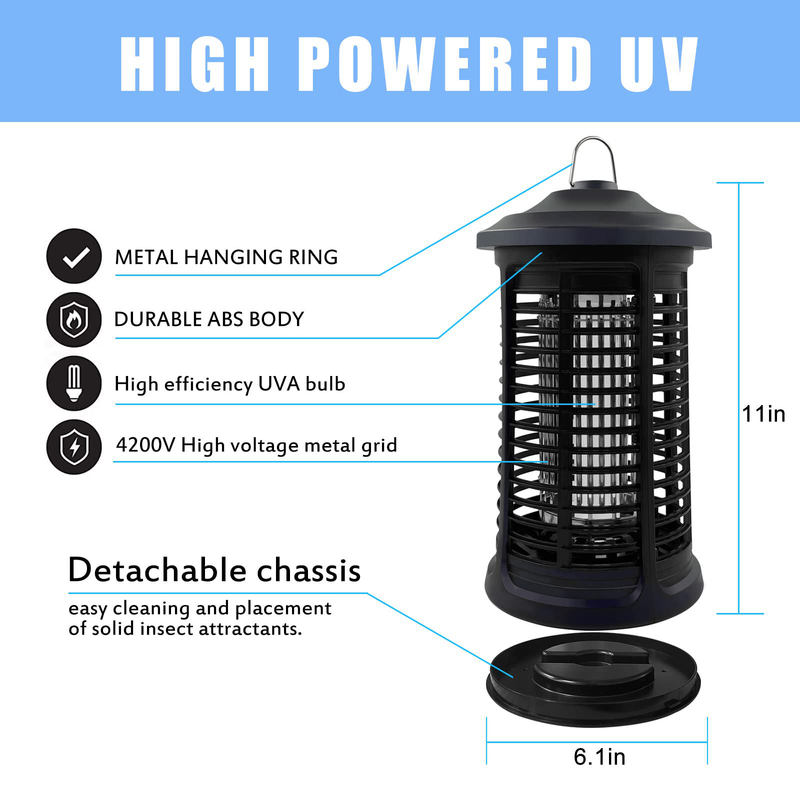 BEACHWATER POOL & SPA, LLC Electric Bug Zapper Indoor/Outdoor, 4200V ...
