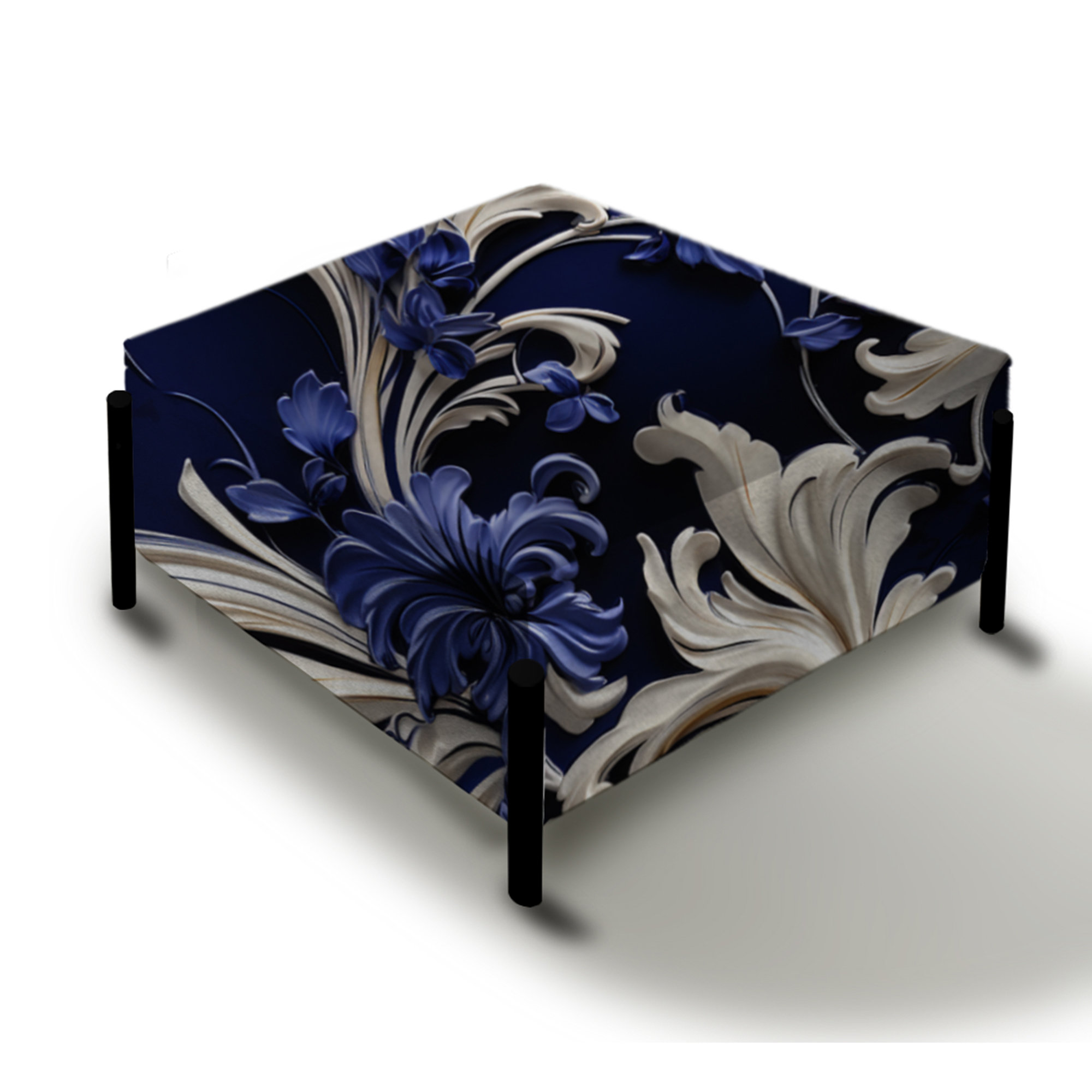 Design Art Cobalt Blue Baroque Scrolls Victorian Pattern I - Floral ...