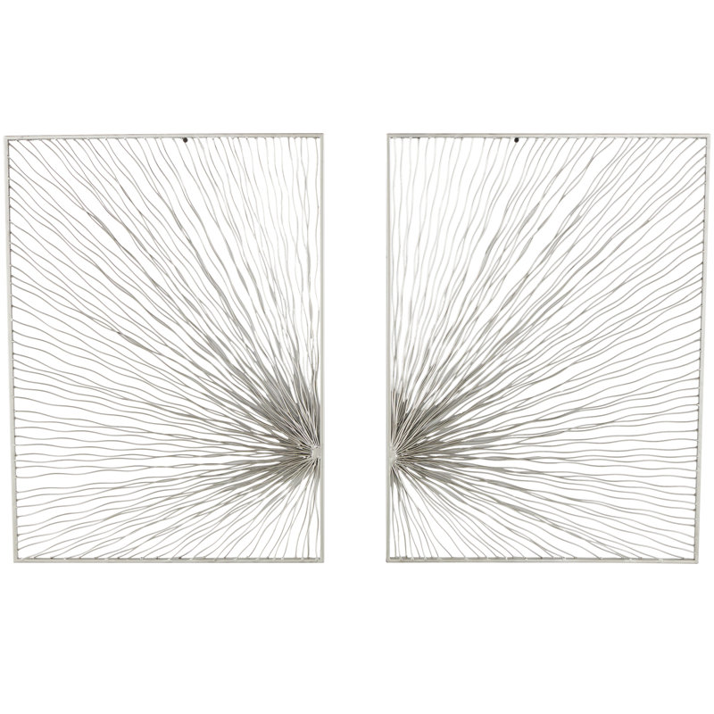 Ivy Bronx Metal Coiled Ribbon Sunburst Home Silver Wall Decor Set | Wayfair
