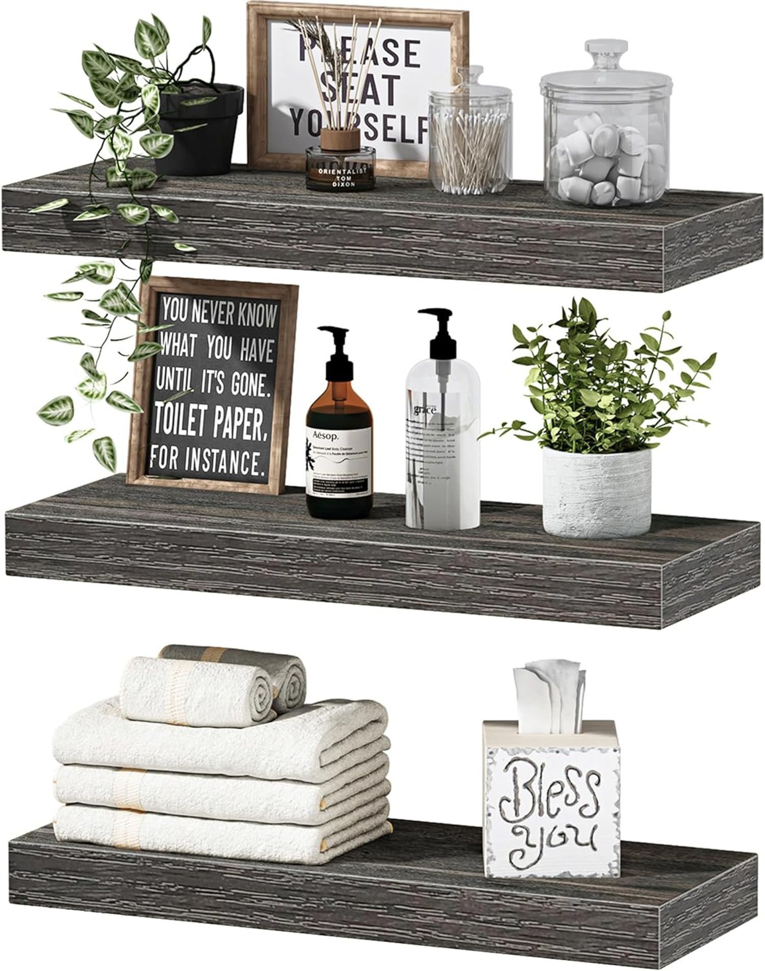 17 Stories Wall Floating Bookshelf Bathroom Bookshelf, Small Bookshelf ...