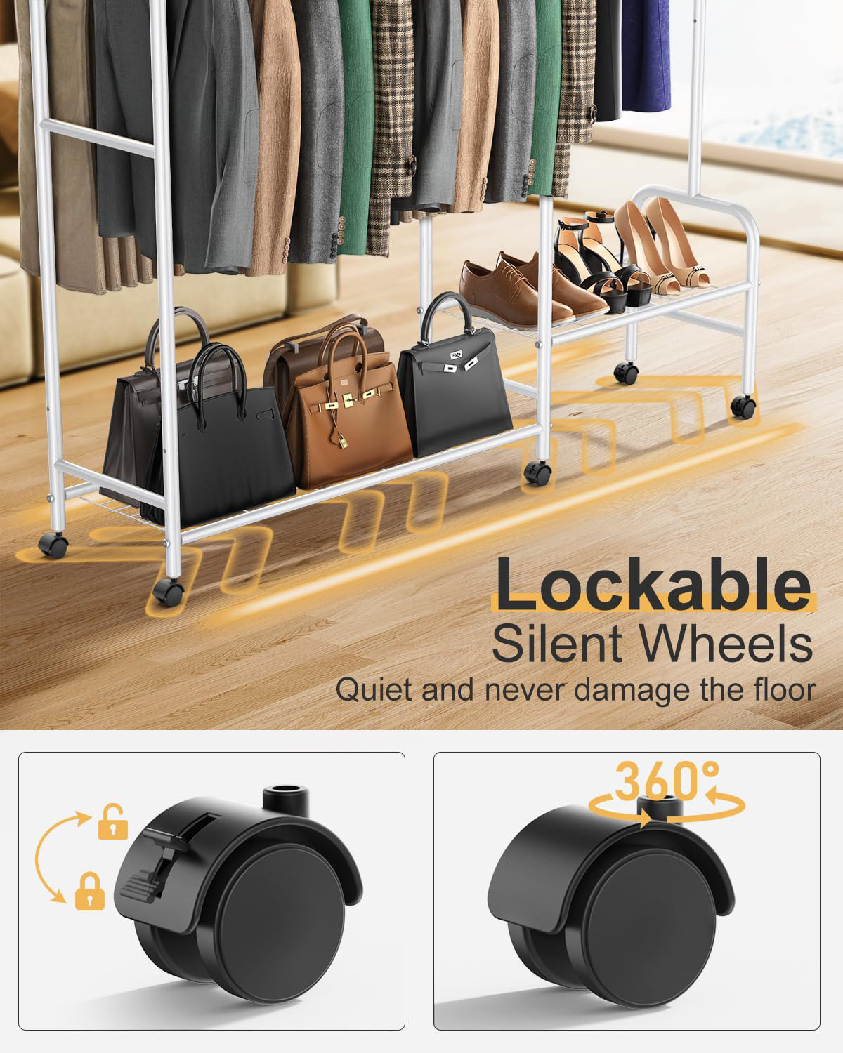 Latitude Run® 3-In-1 Clothes Racks For Hanging Clothes With Coat Rack ...