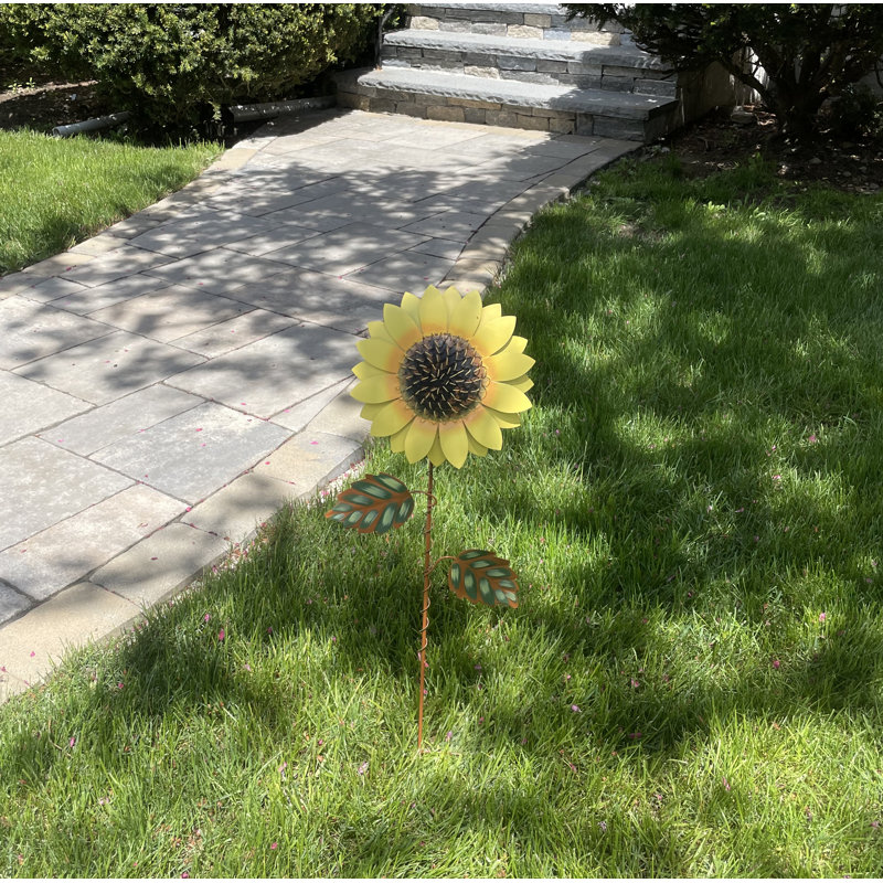 Gracie Oaks Metal Wobbly Sunflower Garden Stake | Wayfair