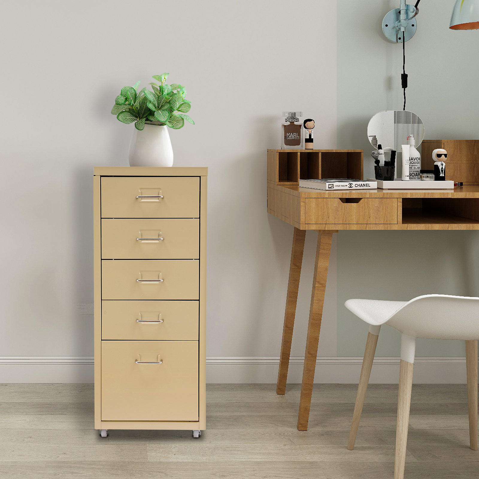 Ebern Designs Riesner 5-Drawer Storage Cabinet with Wheels | Wayfair