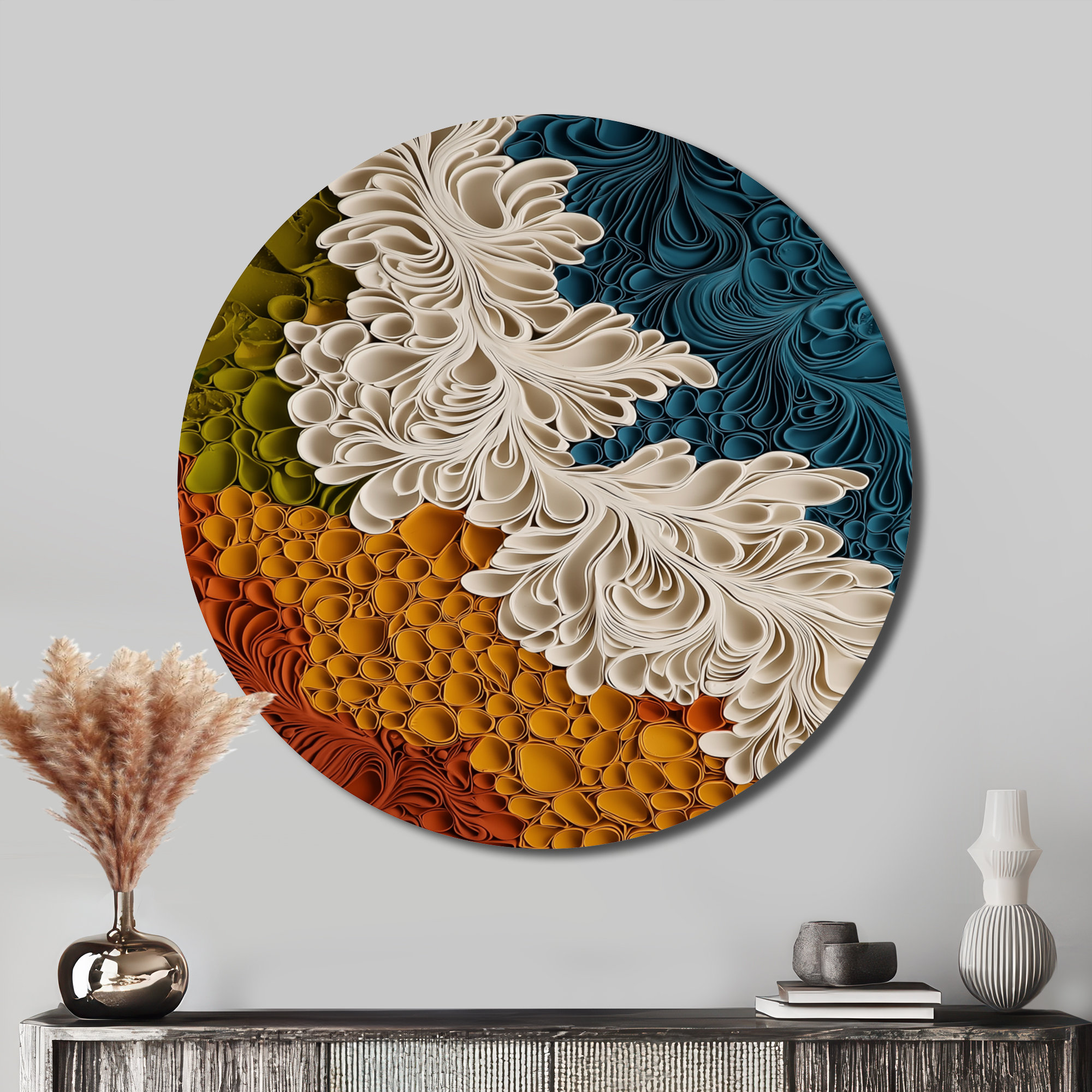 Wrought Studio Orkney - Lyrical Abstraction Round Metal Print Wall Art ...