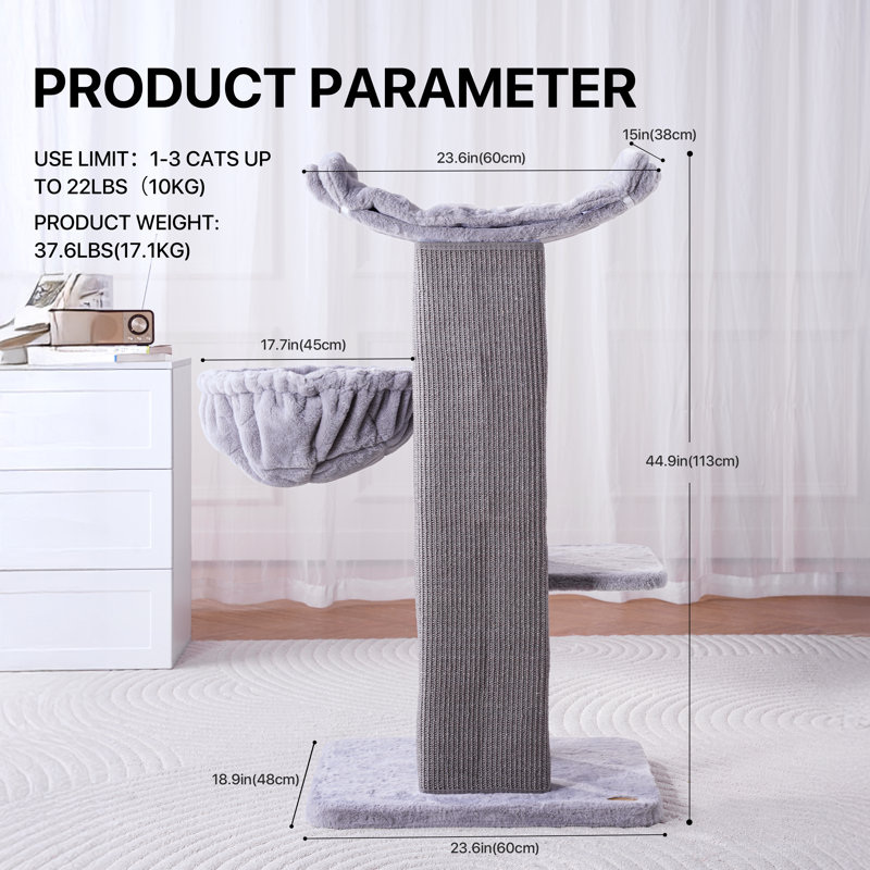 Tucker Murphy Pet™ Modern 44.5"H Multi-Function Cat Tree for Big Cats ...