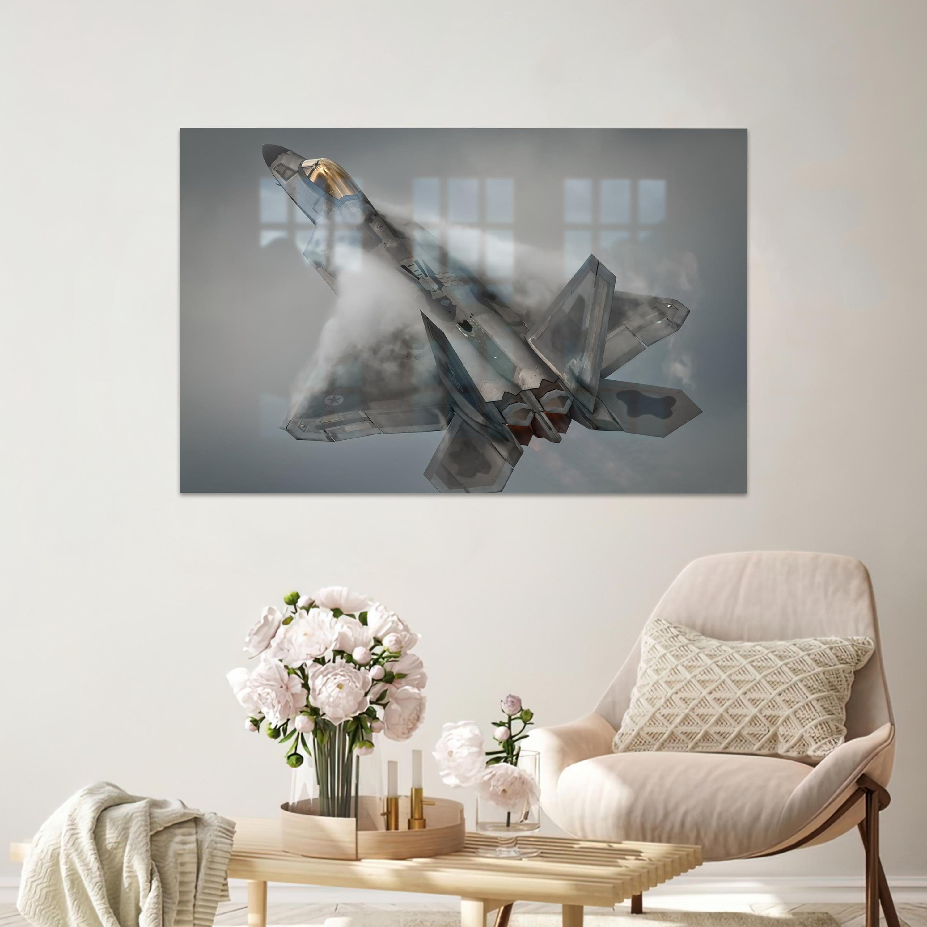 Latitude Run® F-22 Raptor Fighter Jets Modern Wall Art Printed On Glass ...