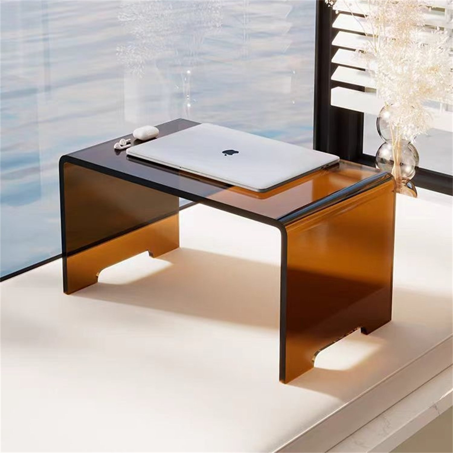 Ivy Bronx Acrylic Bay Window Coffee Table, Simple Tatami Low Table ...