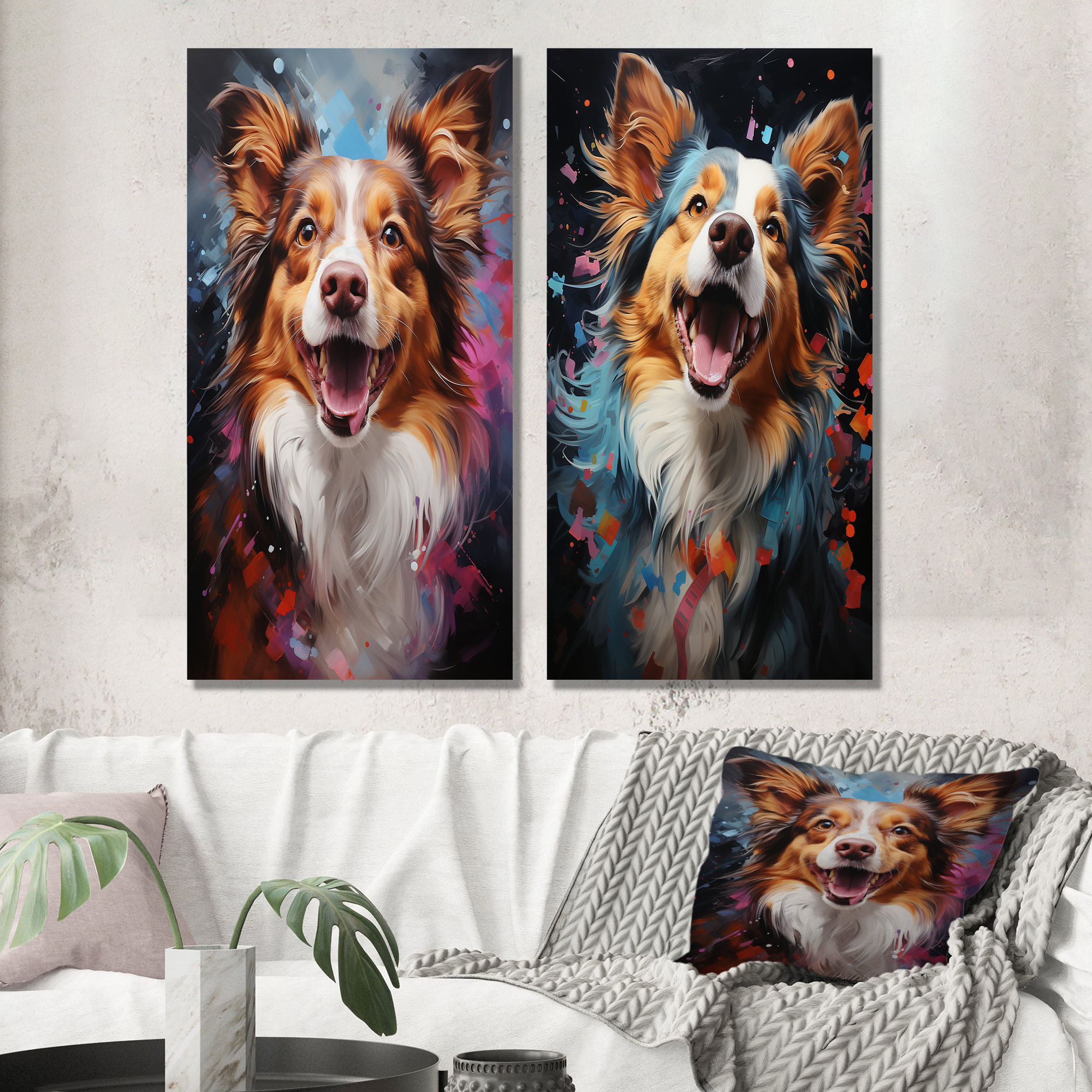 Lark Manor™ Papillon Prance - Dog Canvas Prints Set Of 2 | Wayfair