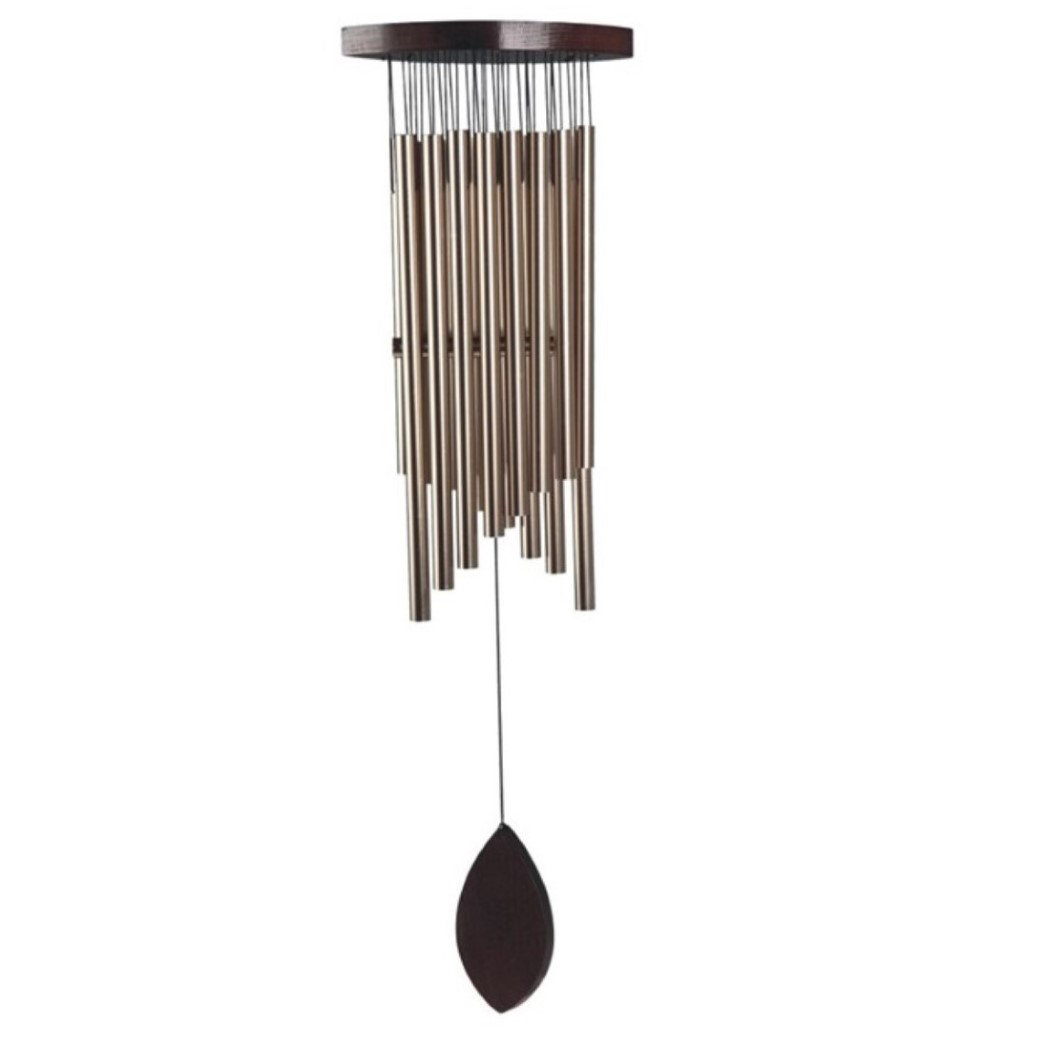 Arlmont & Co. Long Silver Wood Top Traditional Wind Chime - Wayfair Canada
