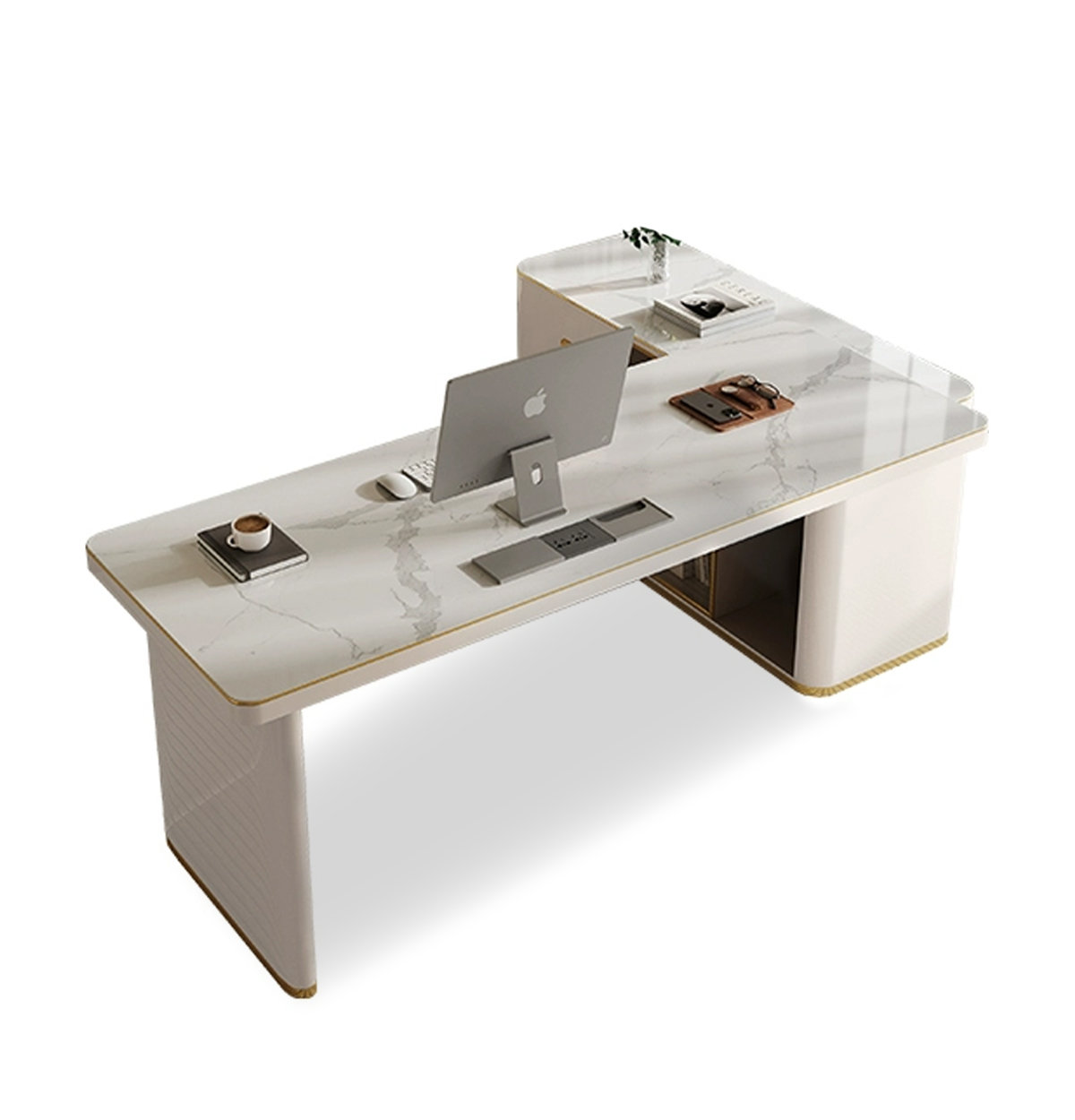 Stella Trek Rock Plate Executive Desk with Integrated Storage Cabinet ...