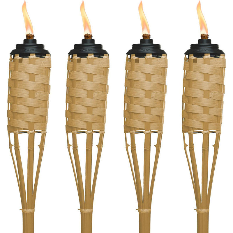 JASODI 4-Pack Luau Bamboo Torches, Weather Resistant Coated Torch，57 ...