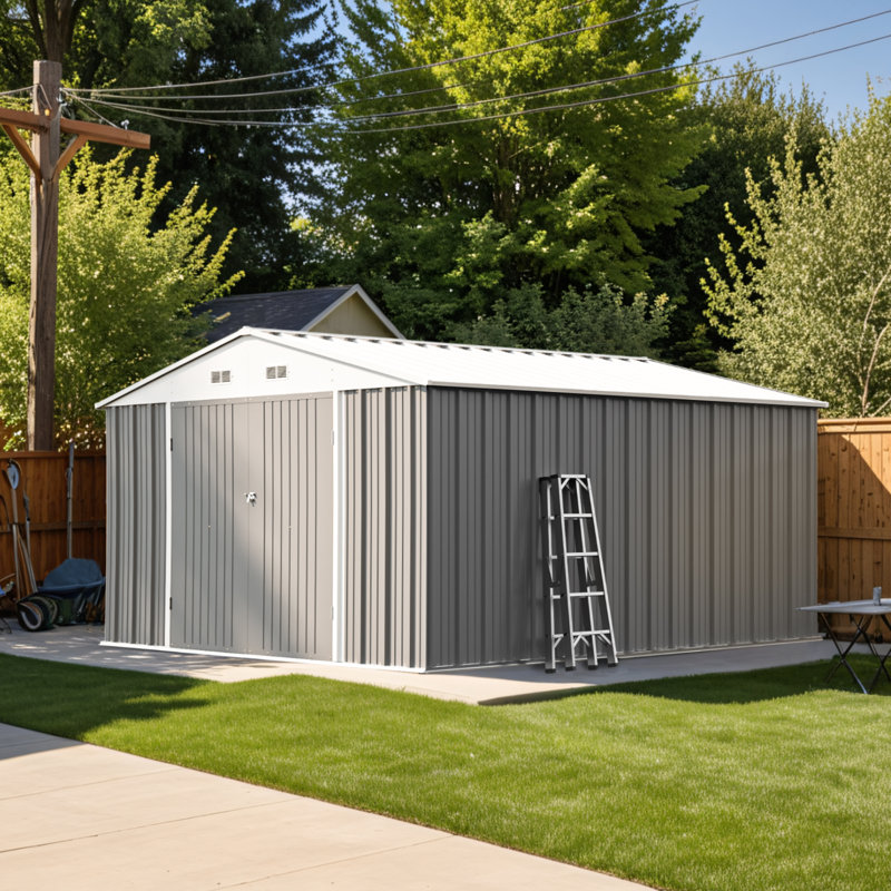 Patiowell 10 ft. W x 12 ft. D Outdoor Metal Storage Shed & Reviews ...