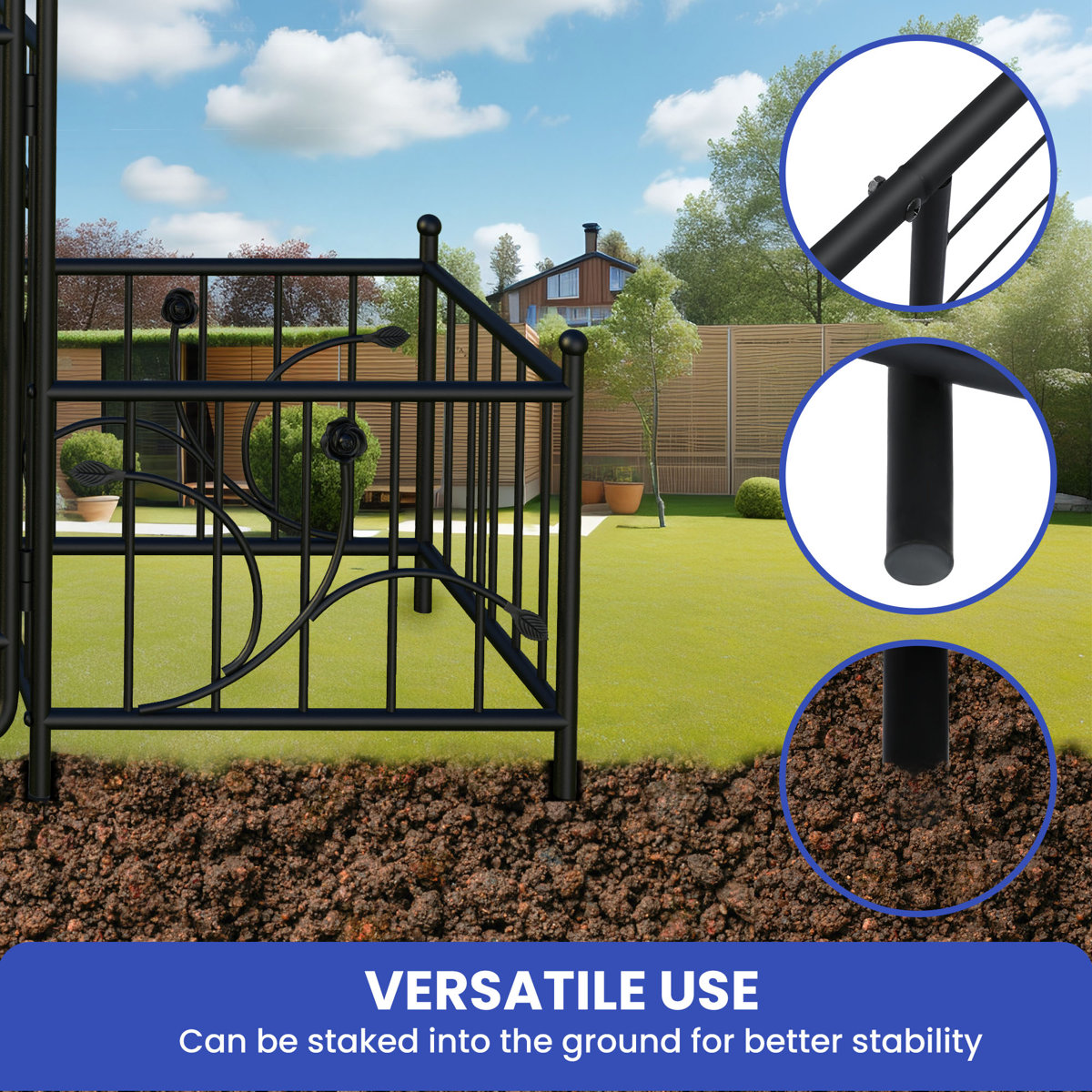 Edrosie Inc Black Garden Arbor with Lockable Door, 2 Side Planter for ...